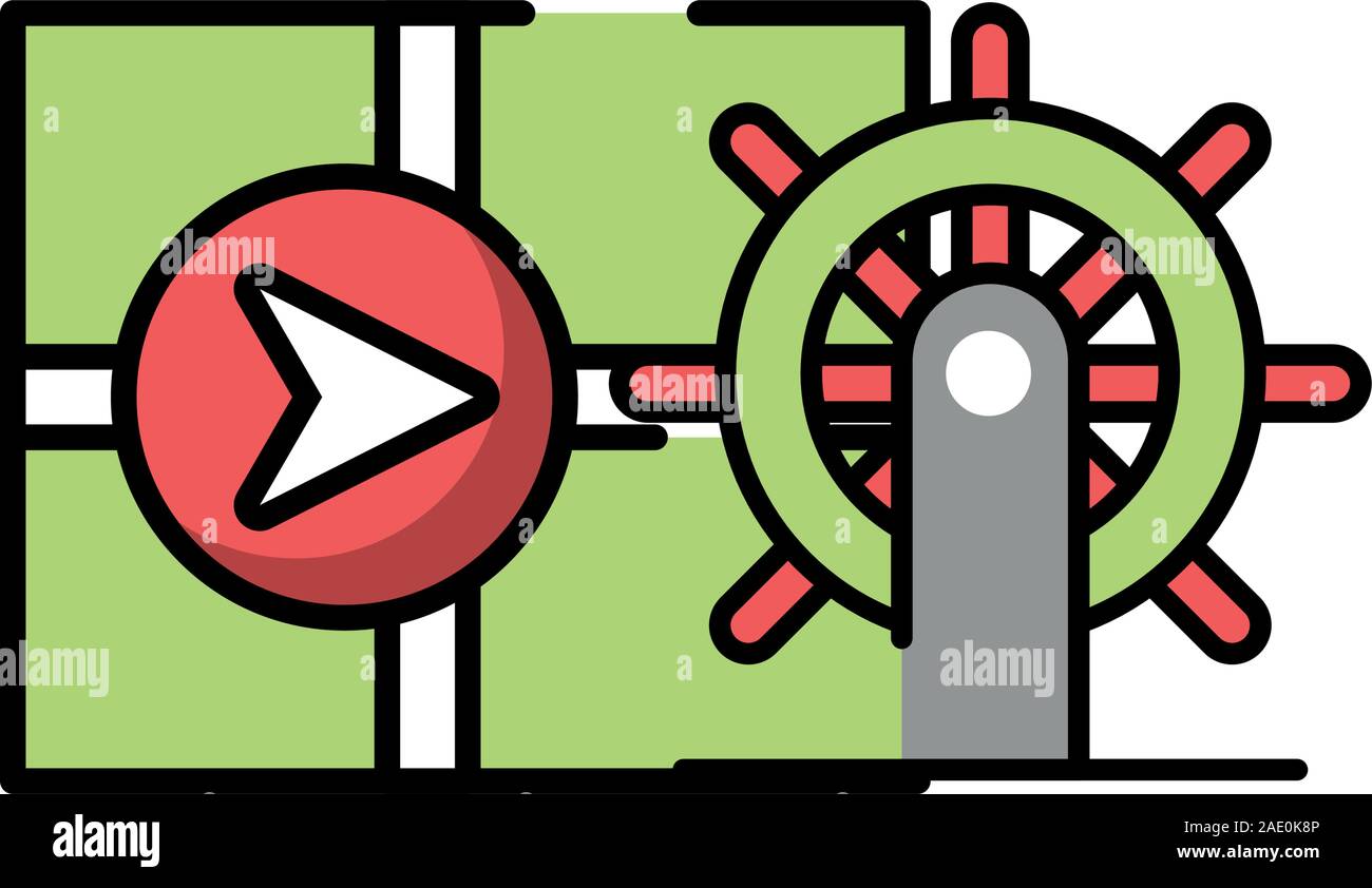 paper map guide with boat helm icon Stock Vector Image & Art - Alamy