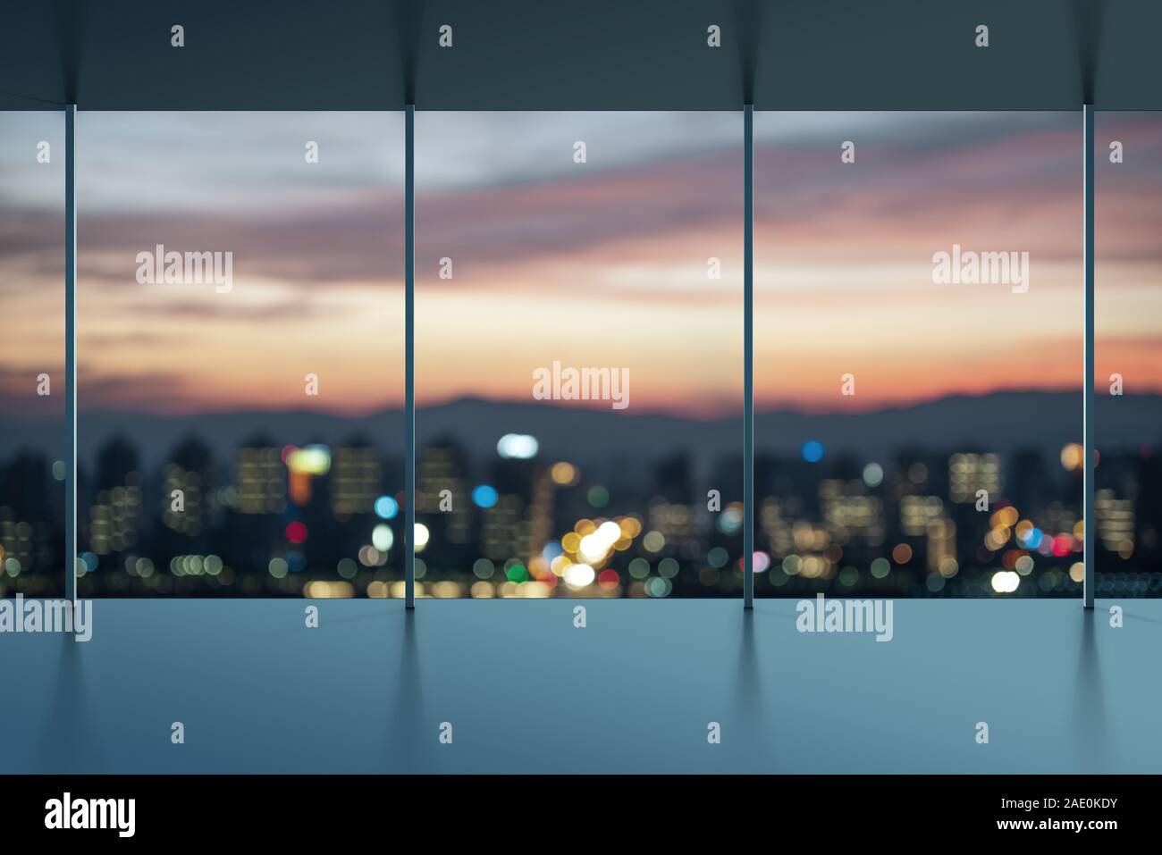 A bird's eye view of the city night view outside the window Stock Photo ...
