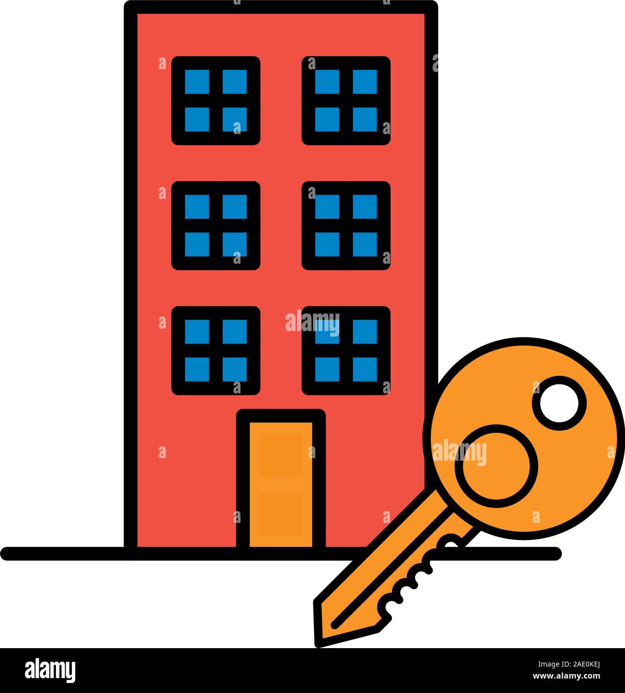 building front facade with key door Stock Vector Image & Art - Alamy