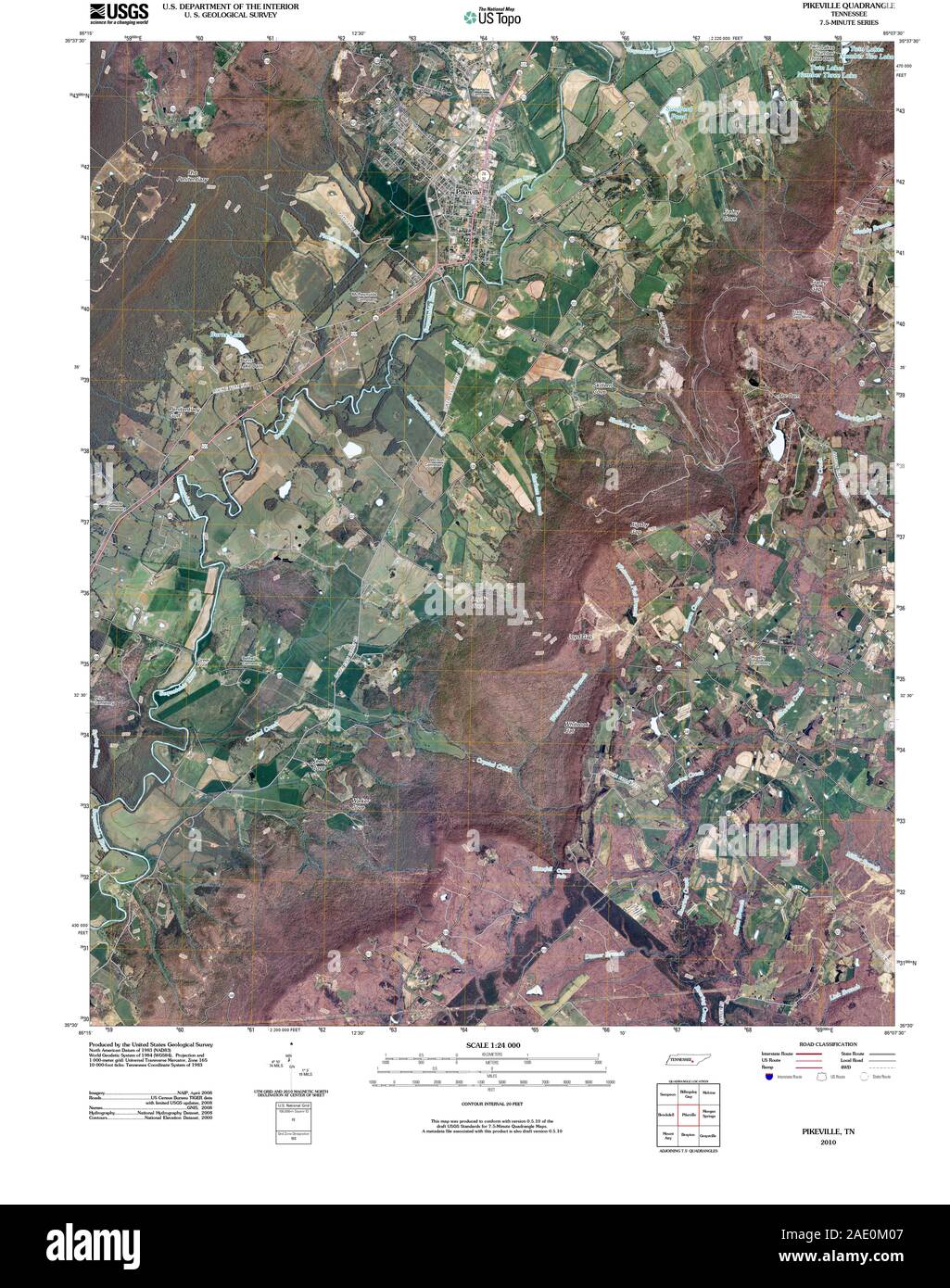 USGS TOPO Map Tennessee TN Pikeville 20100504 TM Restoration Stock ...