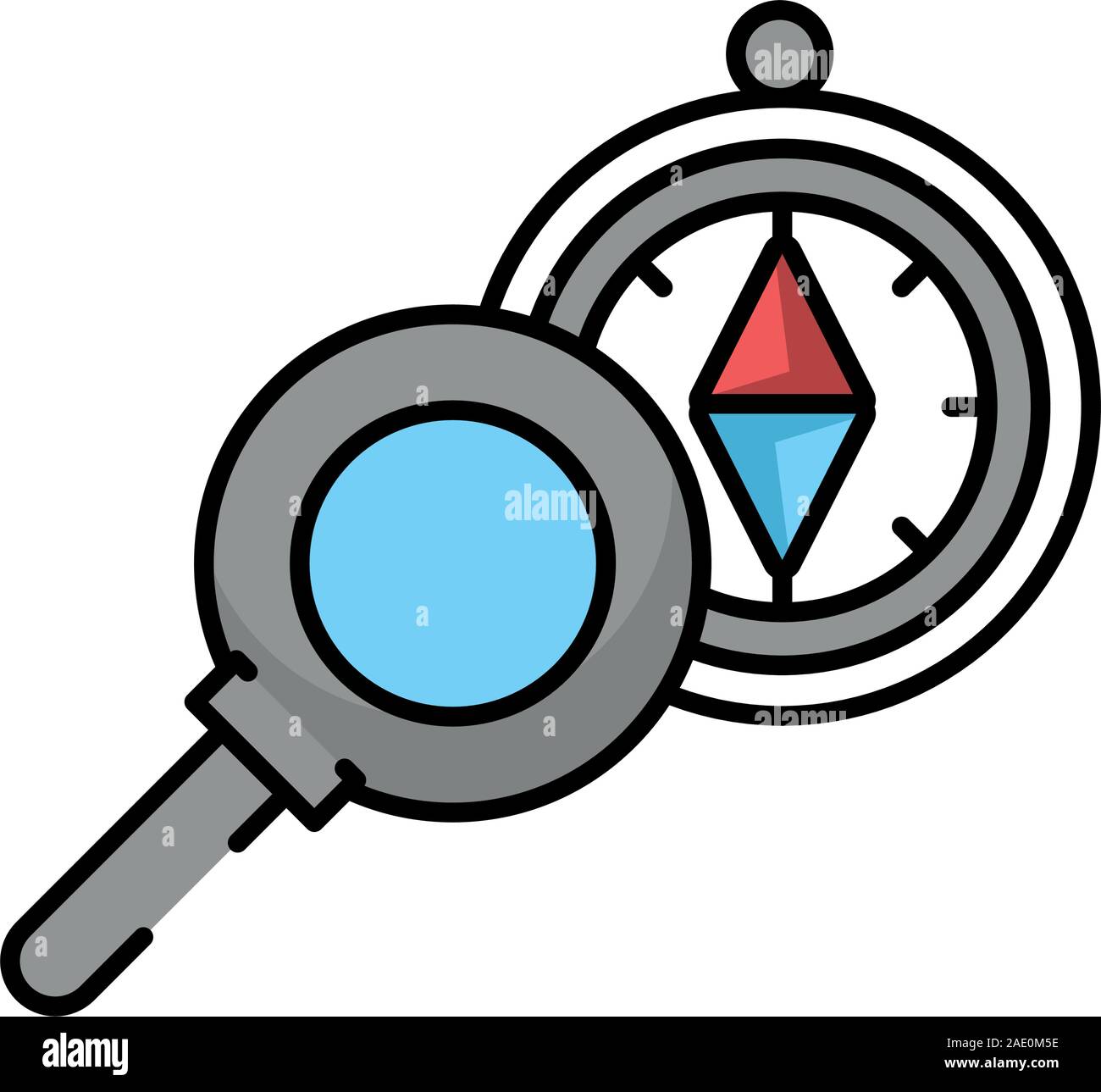 compass guide device with magnifying glass Stock Vector Image & Art - Alamy