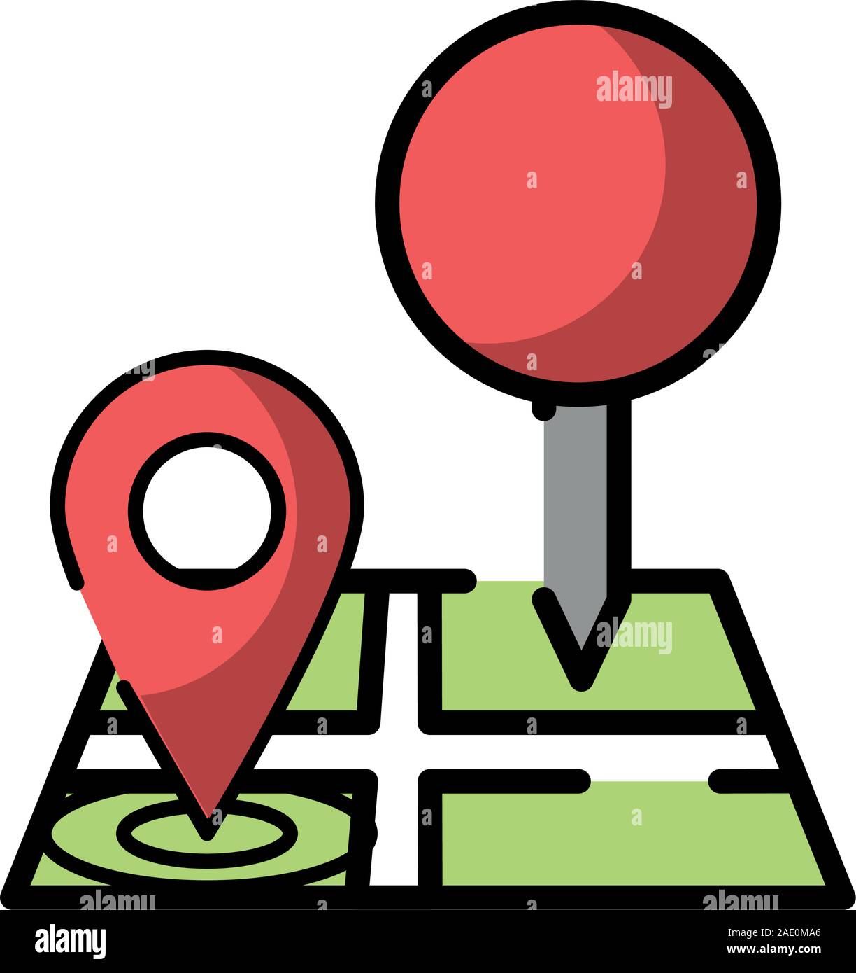 paper map guide with pins location icon Stock Vector Image & Art - Alamy