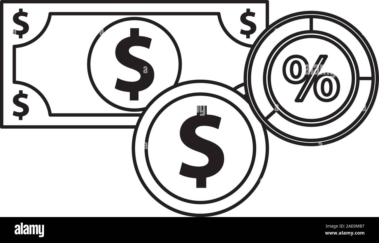 bill and coin money dollars and percent symbol Stock Vector Image & Art ...