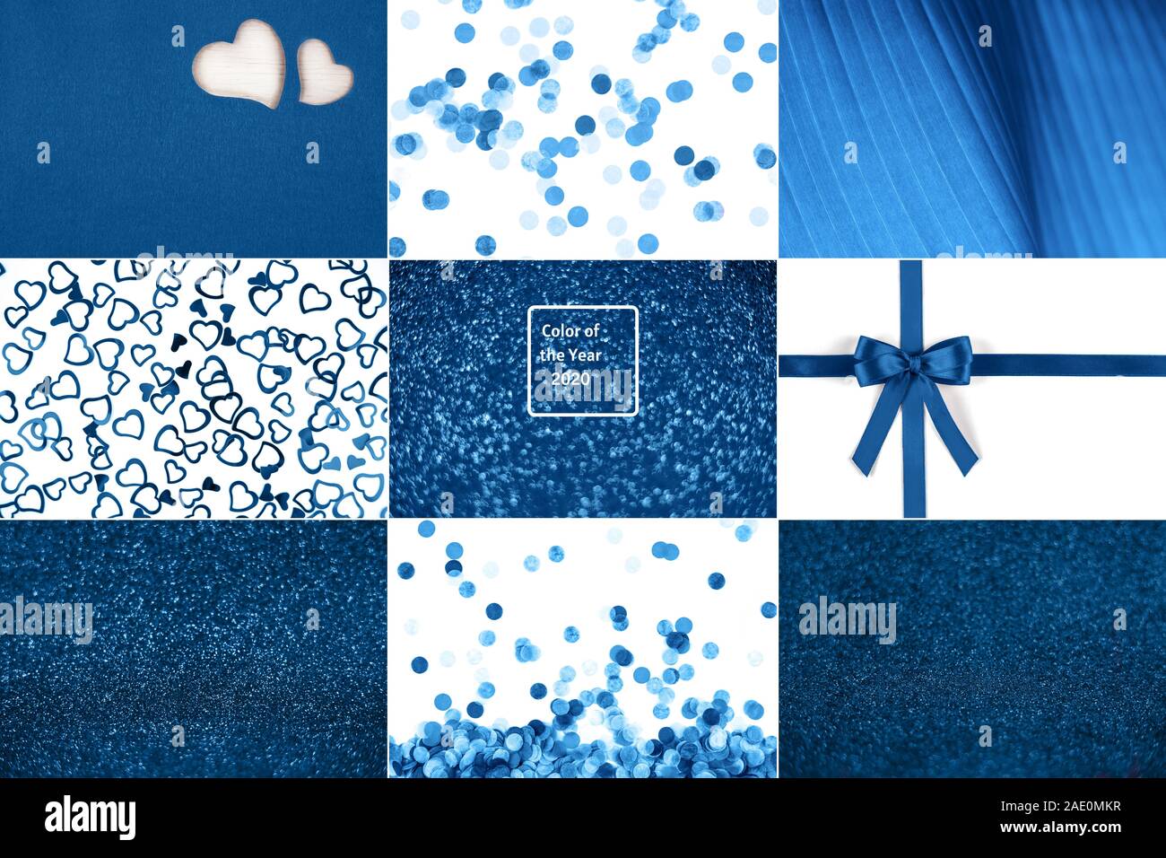 Collage made from different pictures in modern blue color Stock Photo ...
