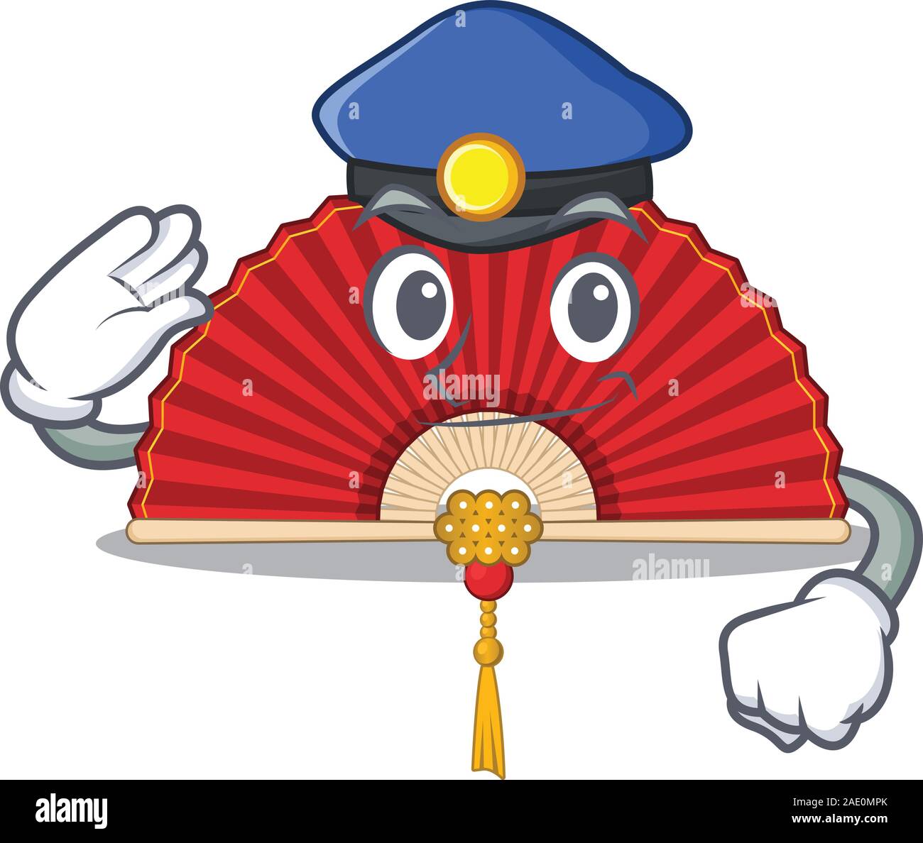 Chinese folding fan Cartoon character dressed as a Police officer Stock ...