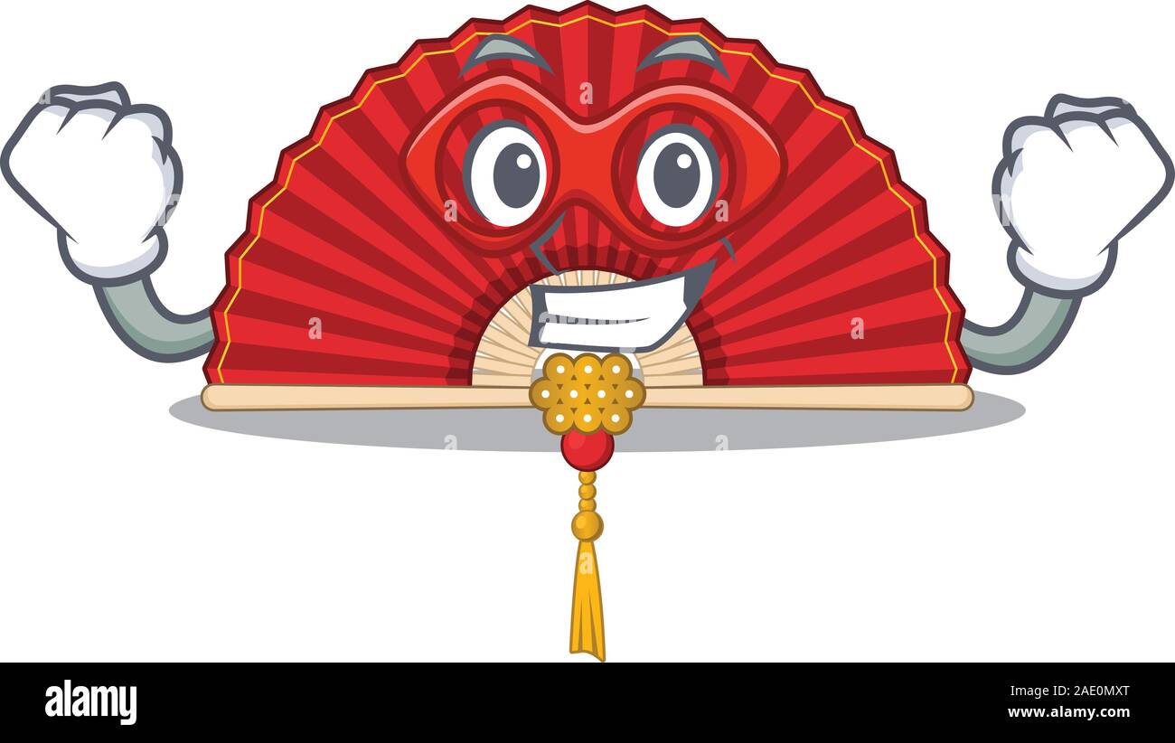 A cartoon of chinese folding fan wearing costume of Super hero Stock ...