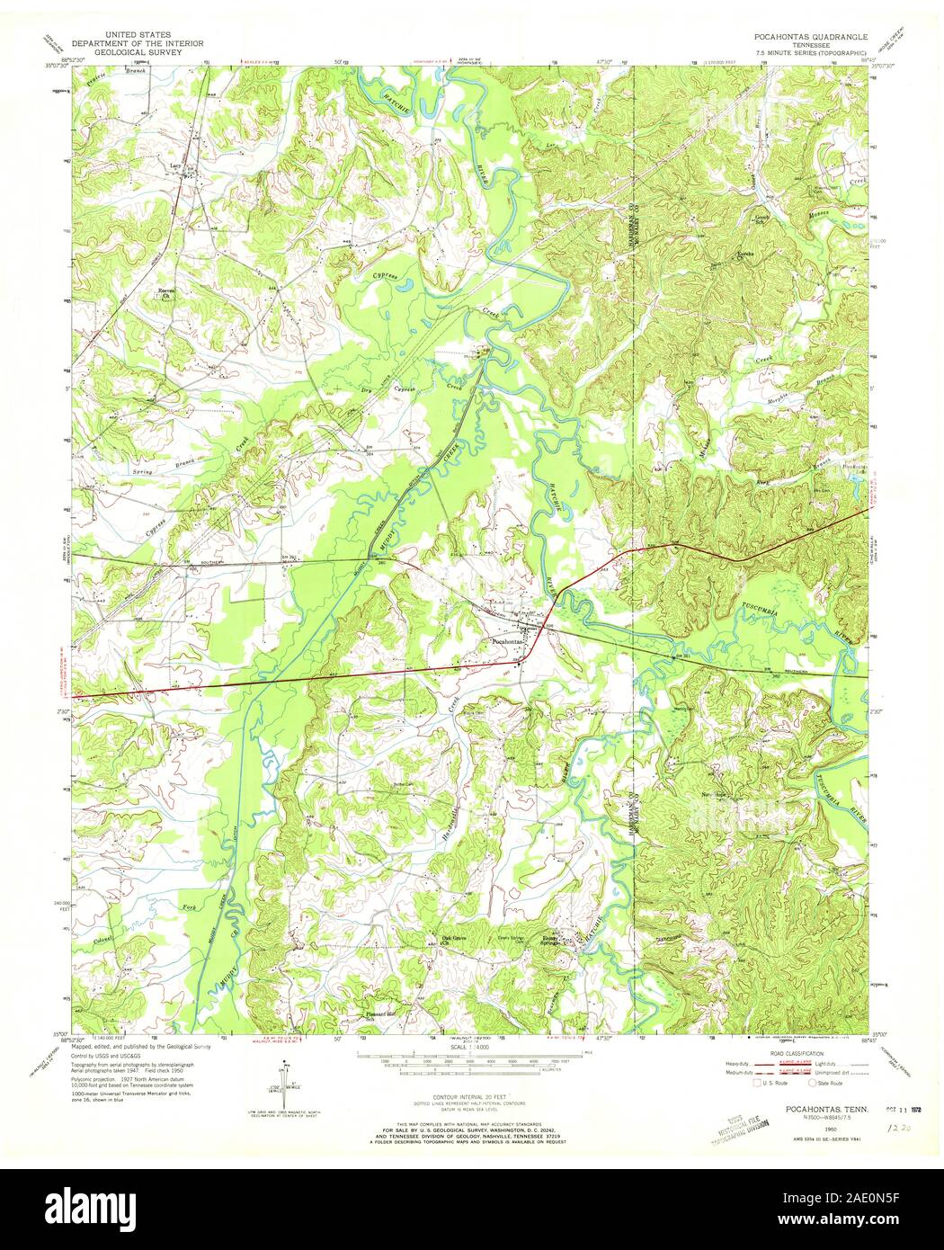 USGS TOPO Map Tennessee TN Pocahontas 155518 1950 24000 Restoration ...