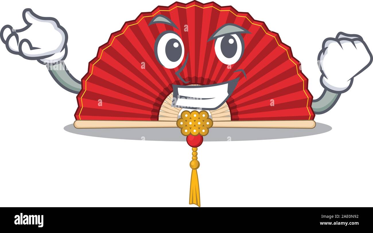 Chinese folding fan mascot cartoon style with Smirking face Stock ...