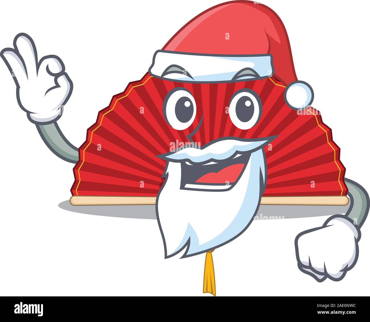 Chinese folding fan in Santa cartoon character design Stock Vector ...