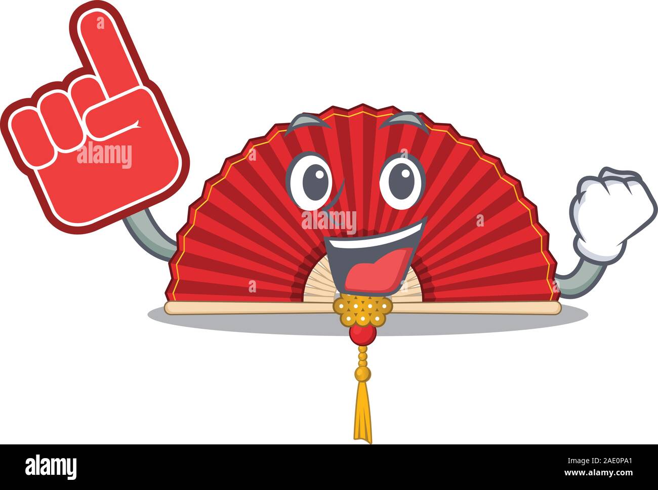 Foam finger chinese folding fan on mascot cartoon style Stock Vector ...