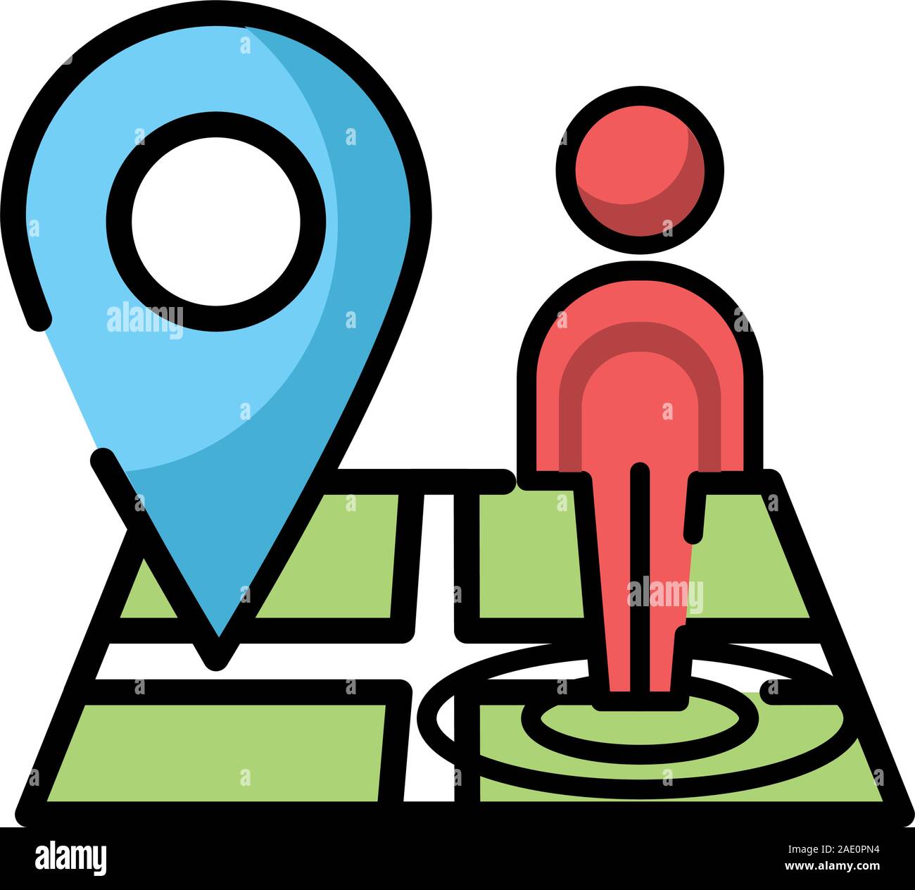 paper map guide with pedestrian walking Stock Vector Image & Art - Alamy