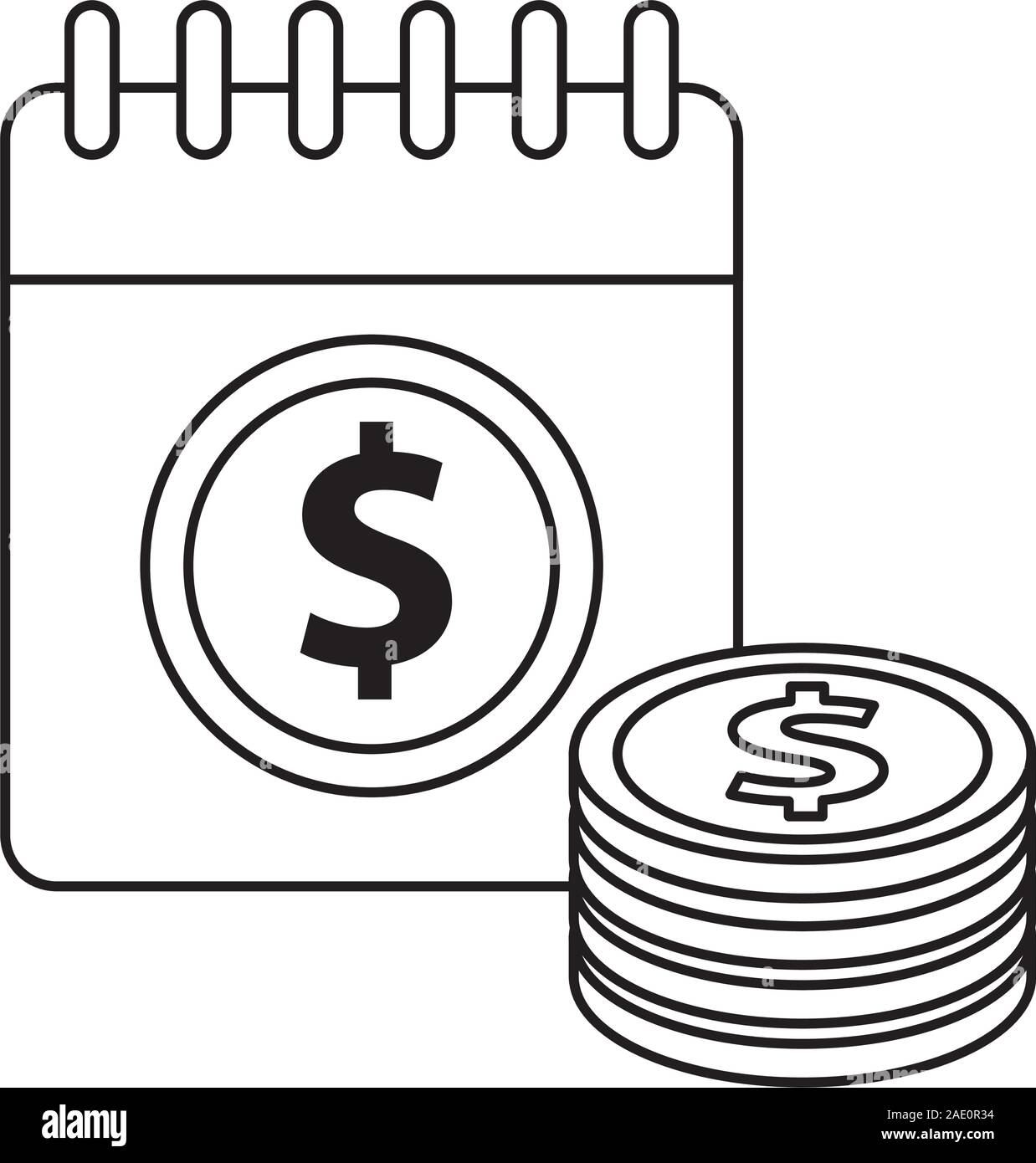 calendar with dollar symbol and coins money Stock Vector Image & Art ...