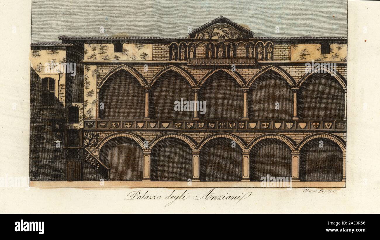 View of the Loggia degli Osii, Milan, Italy. Gothic portico and loggia ...