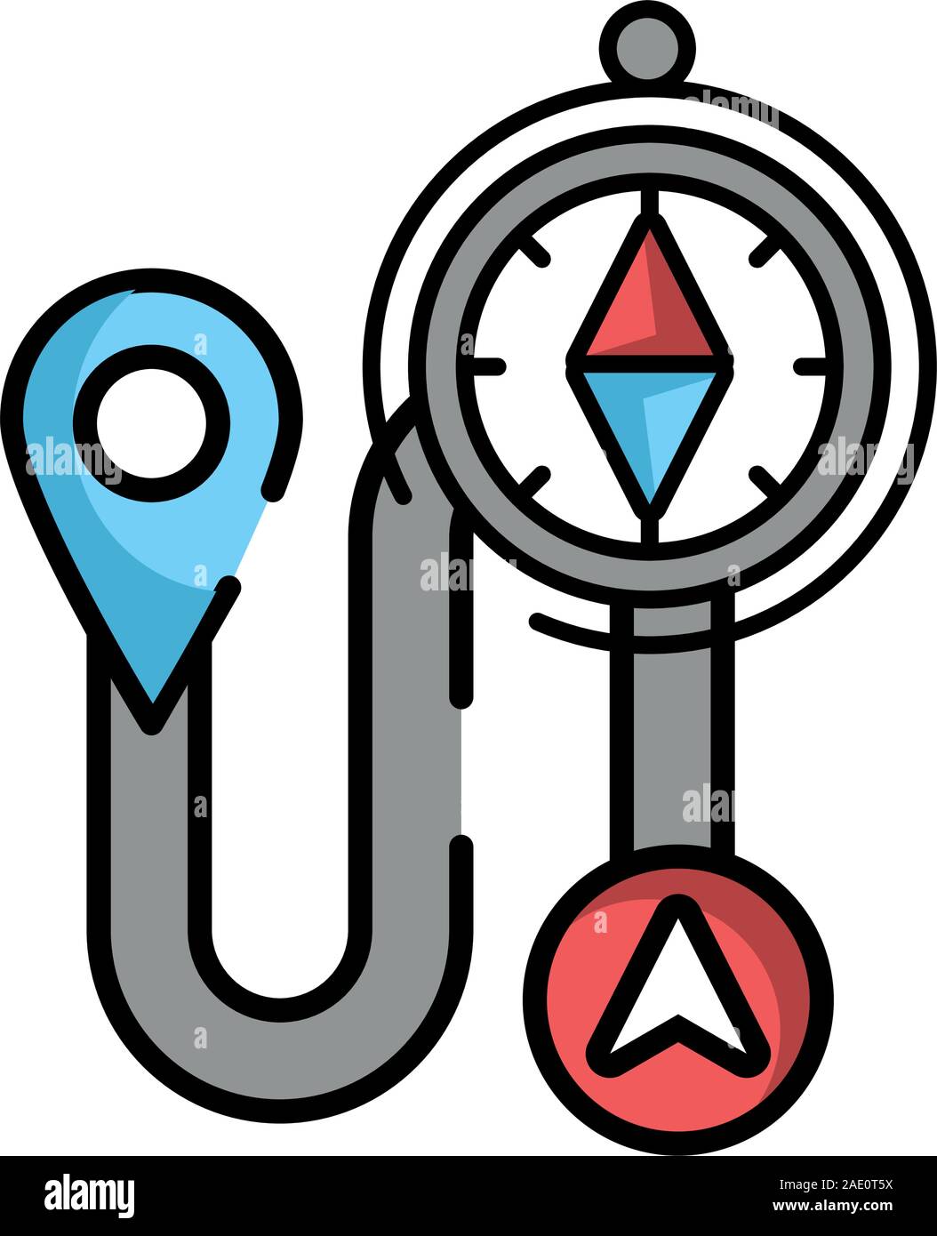 compass guide device with road Stock Vector Image & Art - Alamy