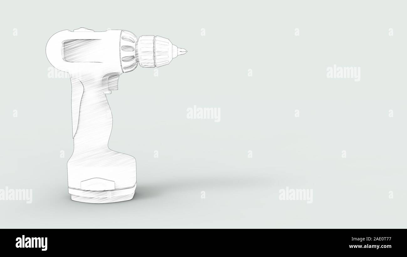 3d rendering of a electric screwdriver isolated in studio background ...