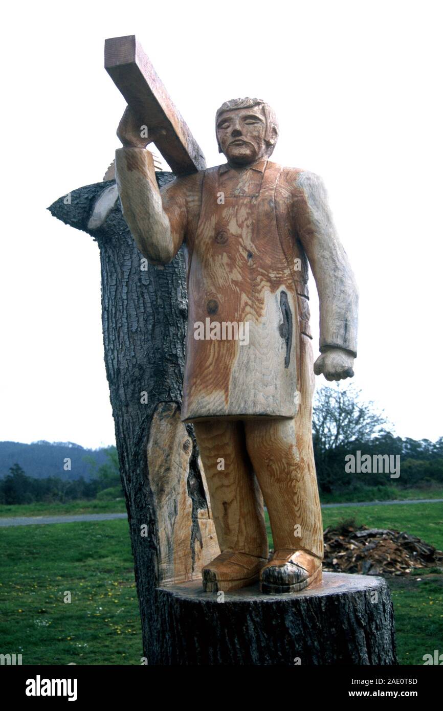 Legerwood Memorial Tree Carvings, Legerwood, Tasmania. Australia Stock ...