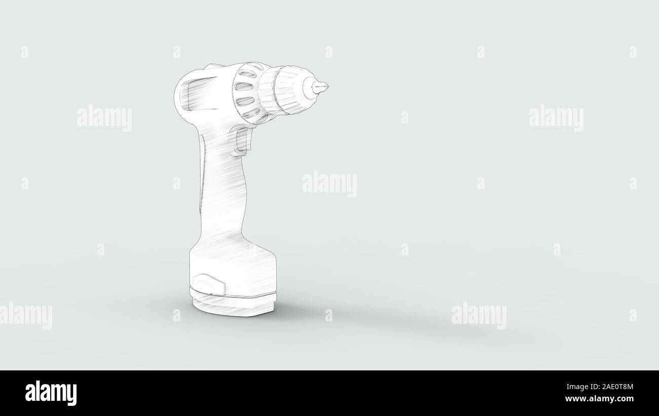 3d rendering of a electric screwdriver isolated in studio background ...