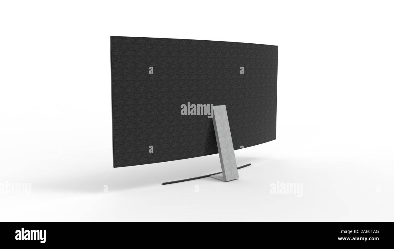 3d rendering of a curved television screen monitor isolated in studio ...