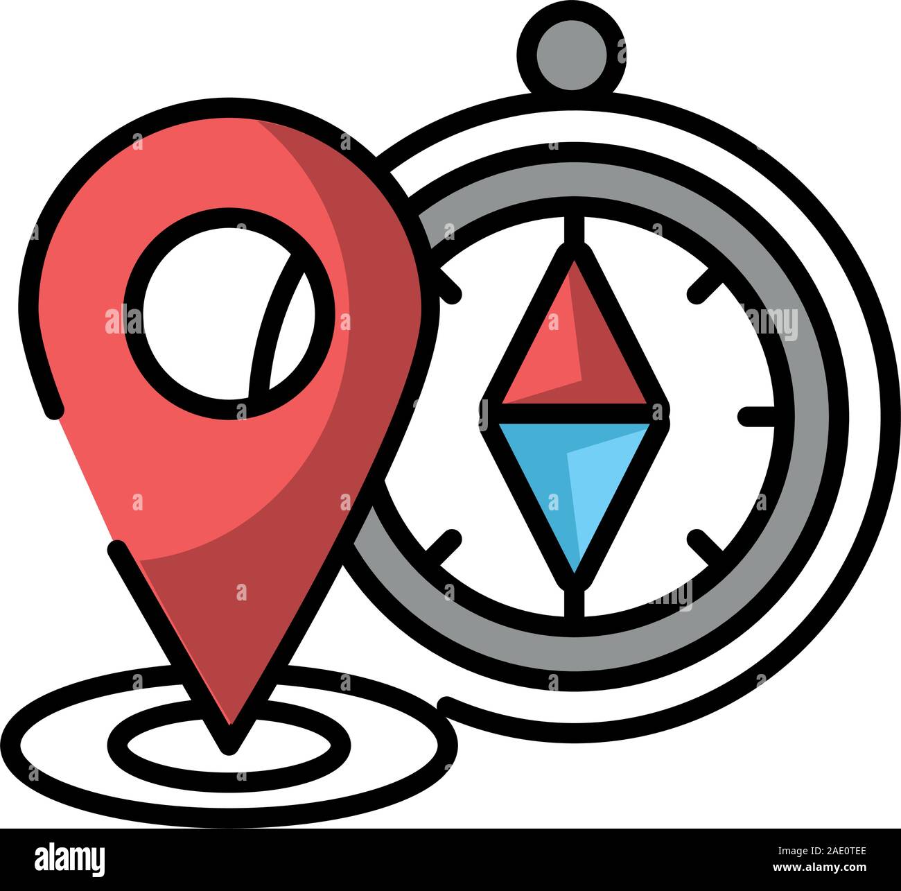 compass guide device with pin location Stock Vector Image & Art - Alamy