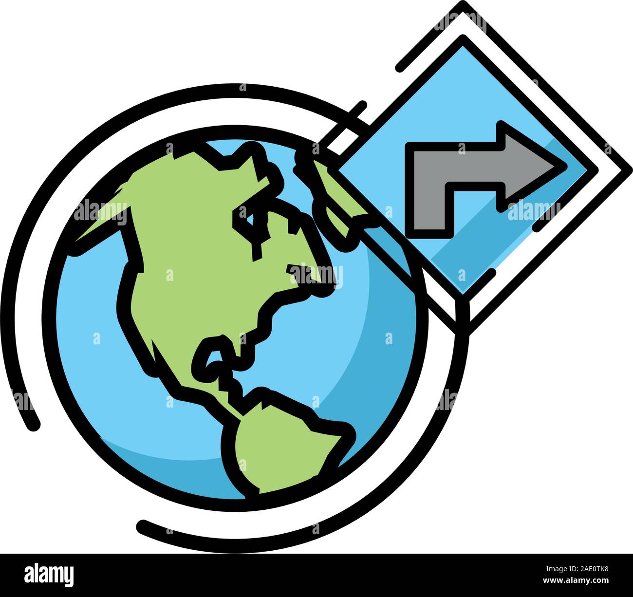 traffic arrow signal with world planet Stock Vector Image & Art - Alamy