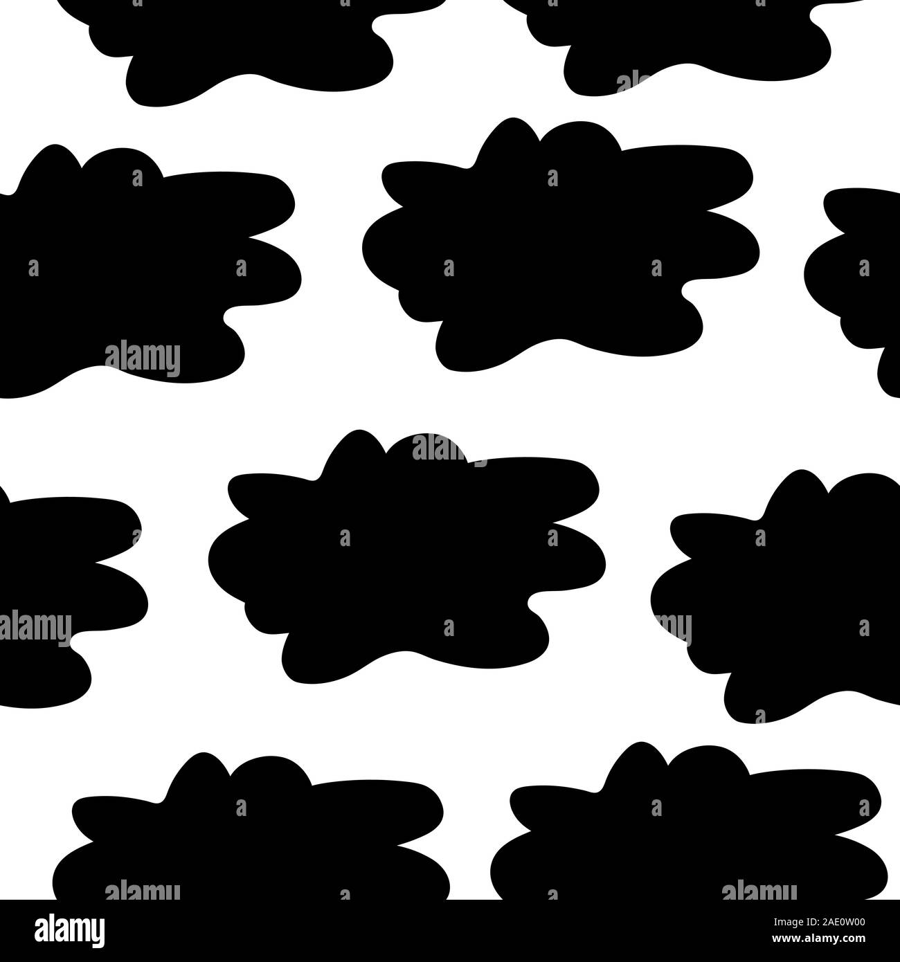 Abstract seamless pattern with black hand drawn spots on white ...