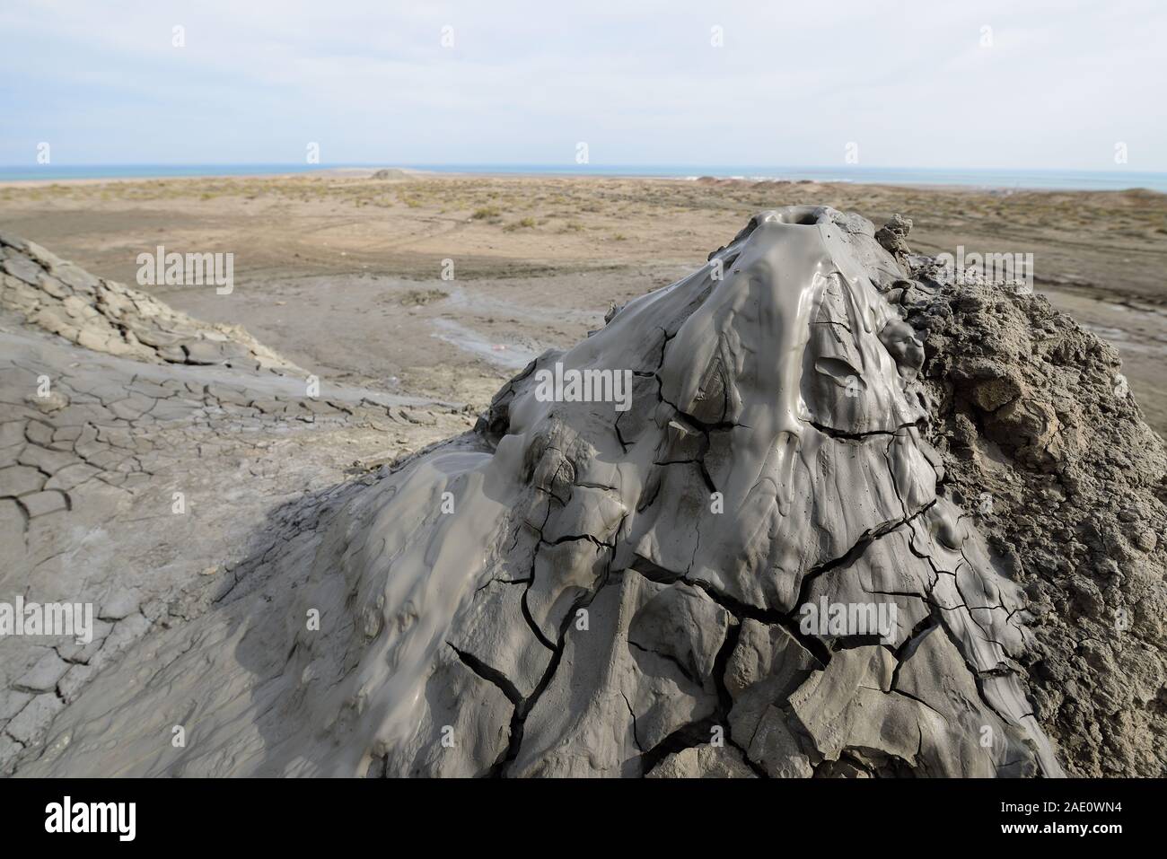 Azerbaijan, View of the mud volcanoes of Gobustan near Baku Stock Photo ...