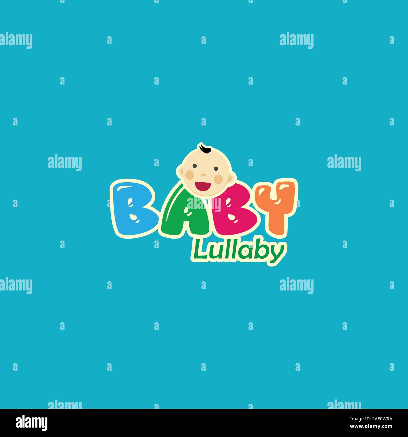 Baby Lullaby Logo Concept, Baby Icon Design Template, Blue, Green, Pink ...