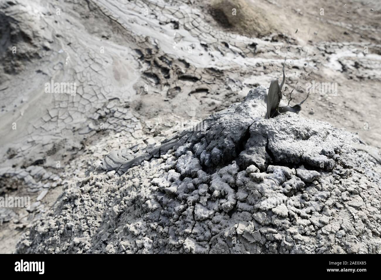 Azerbaijan, View of the mud volcanoes of Gobustan near Baku Stock Photo ...