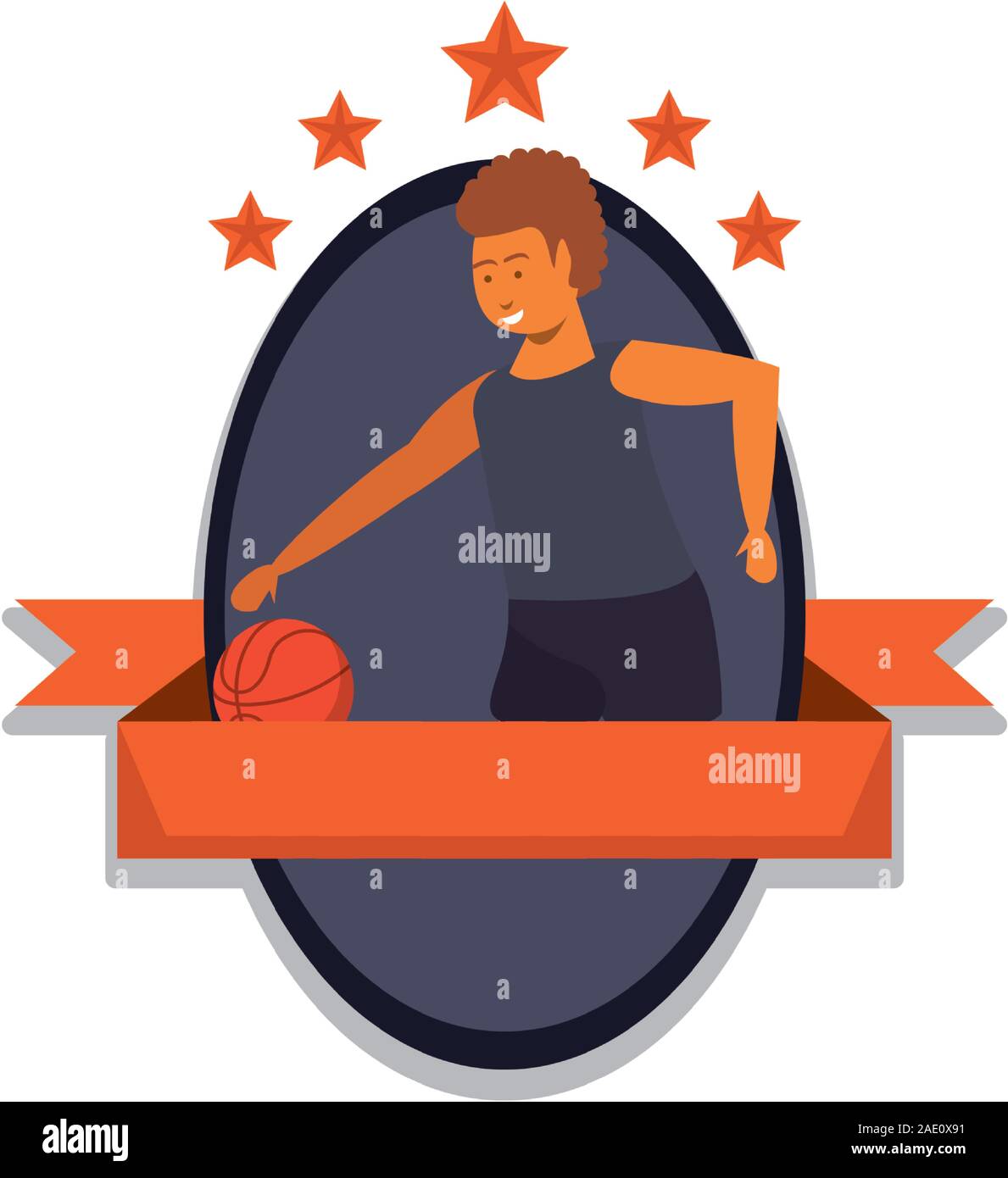young man athlete playing basketball with balloon Stock Vector Image ...