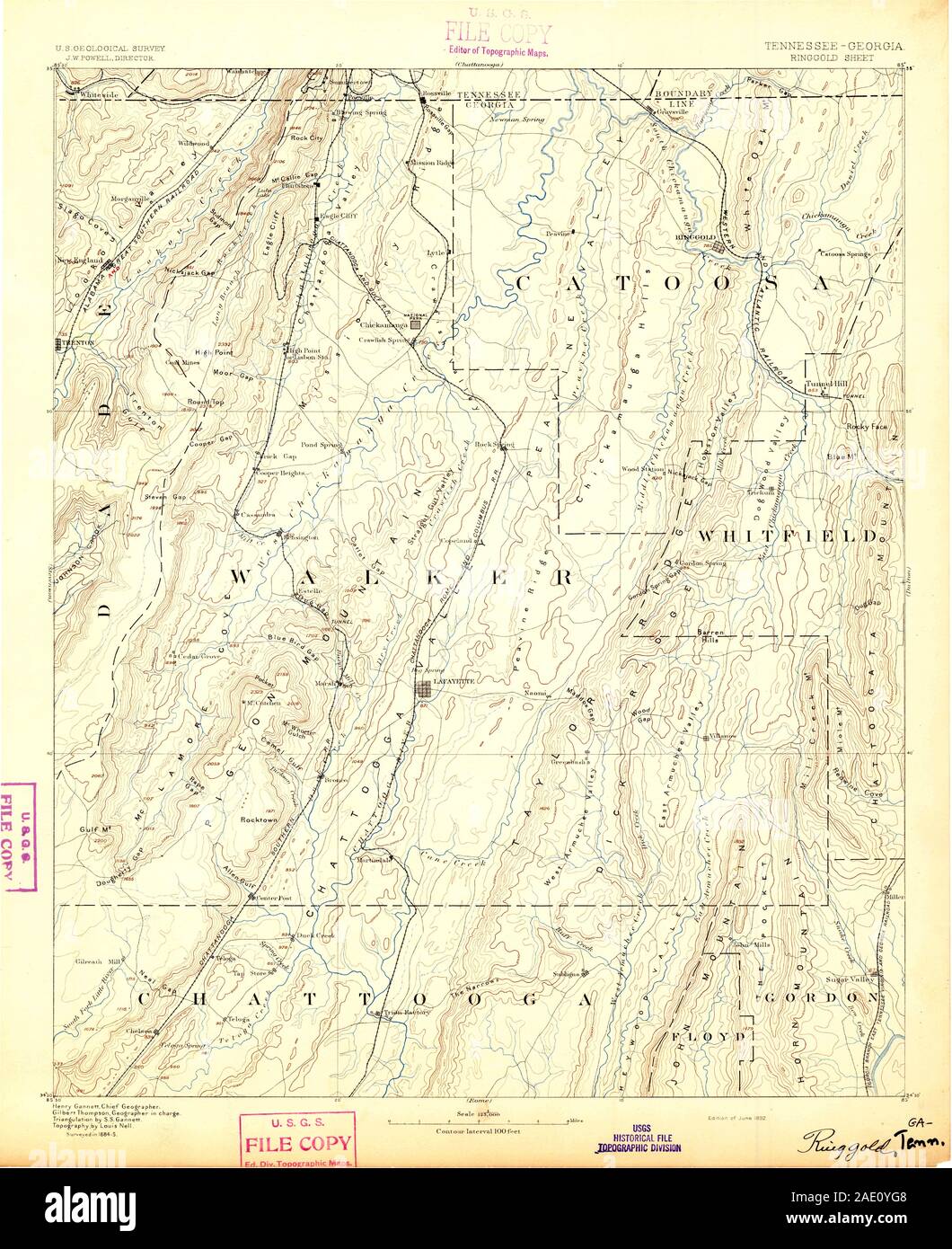USGS TOPO Map Tennessee TN Ringgold 247769 1892 125000 Restoration ...