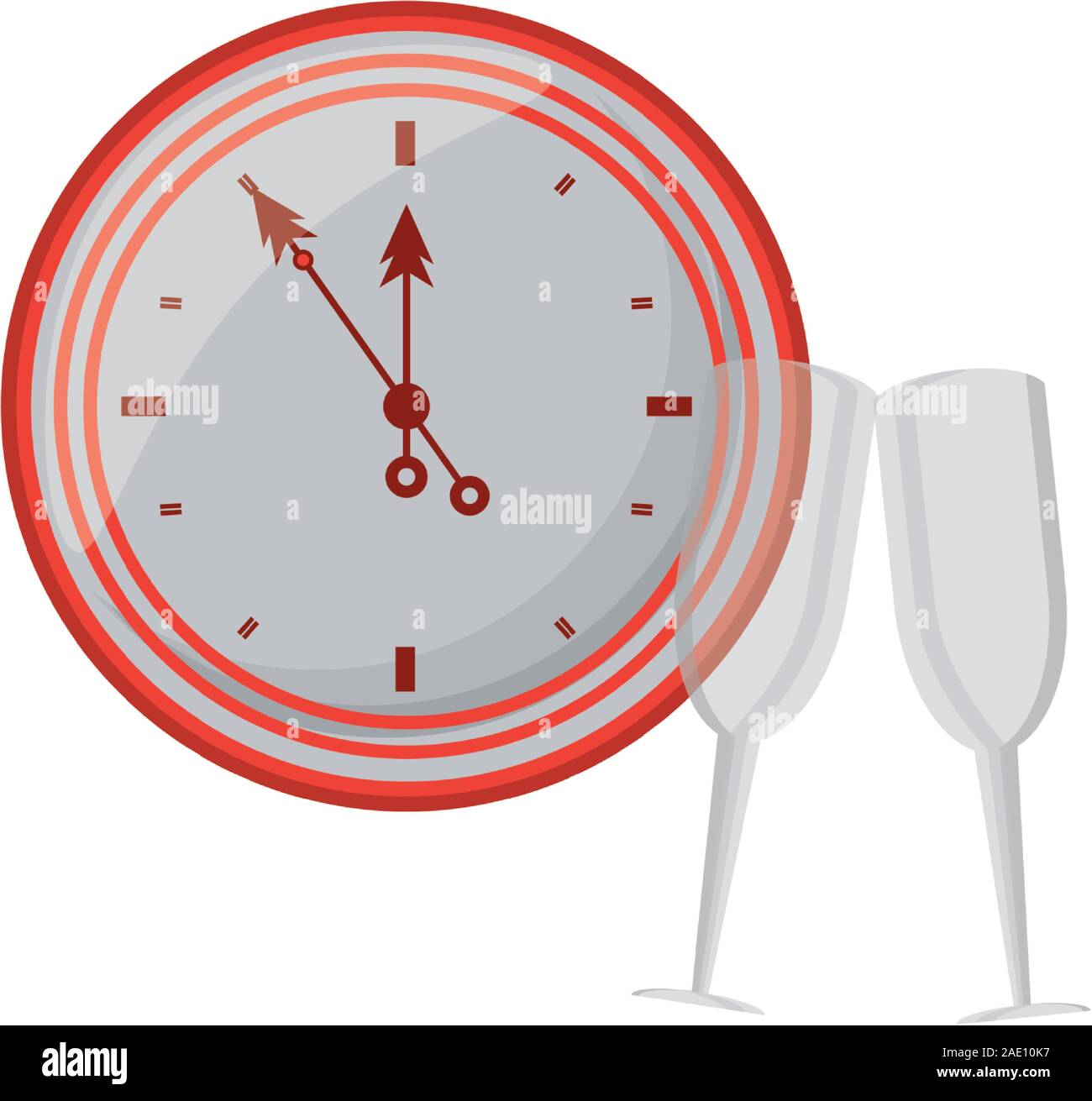 time clock watch with champagne cups Stock Vector Image & Art - Alamy