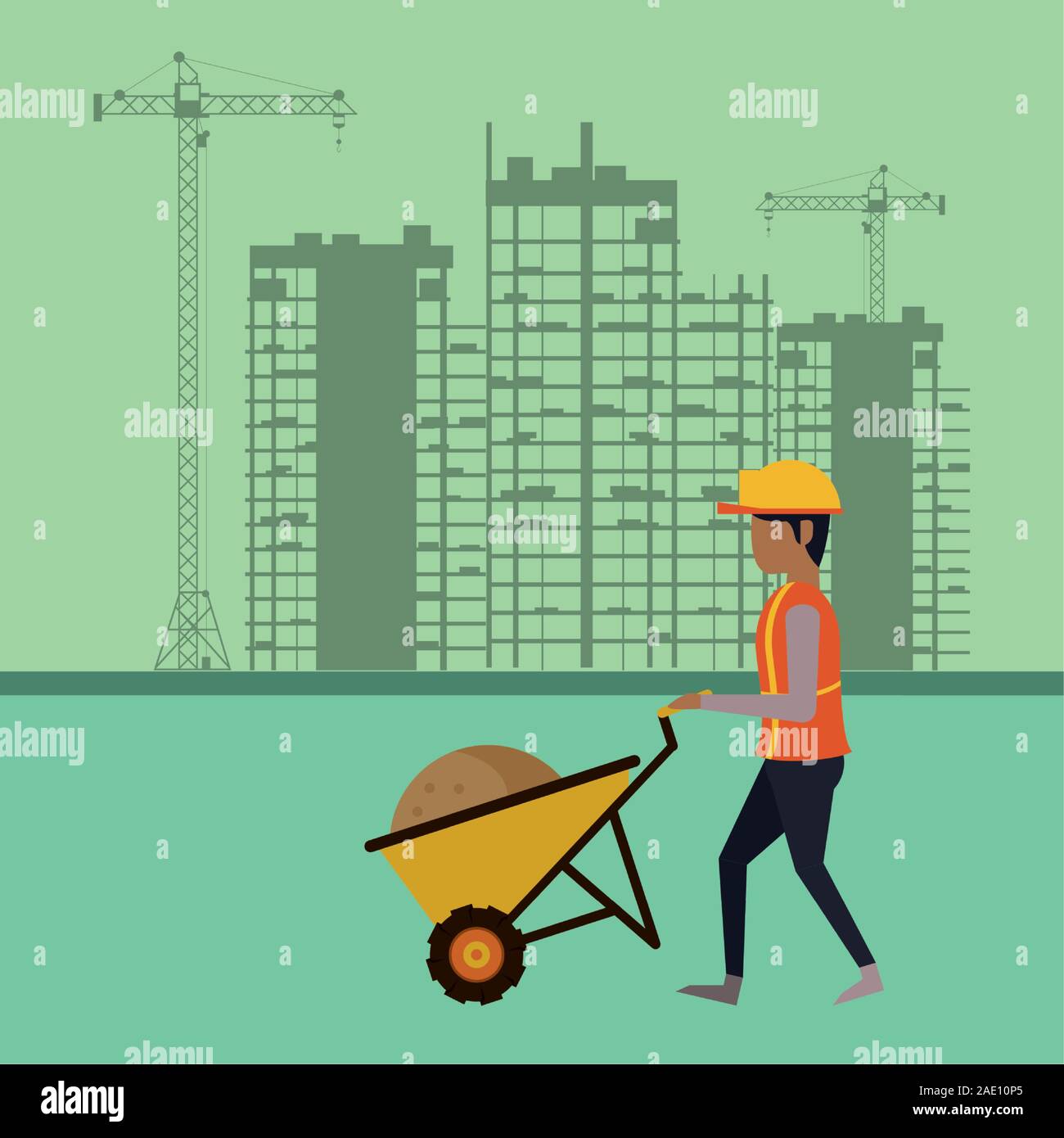 man builder working under construction scene Stock Vector Image & Art ...
