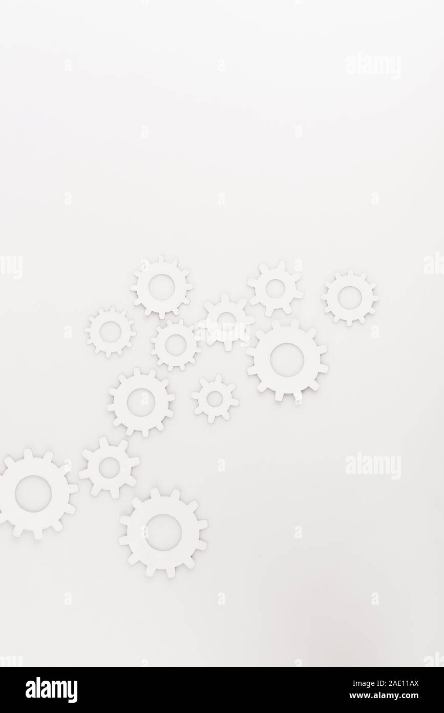 top view of round gears isolated on white Stock Photo - Alamy