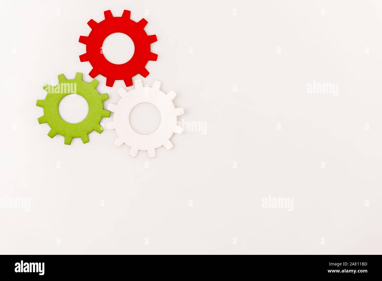 top view of colorful gears isolated on white Stock Photo - Alamy