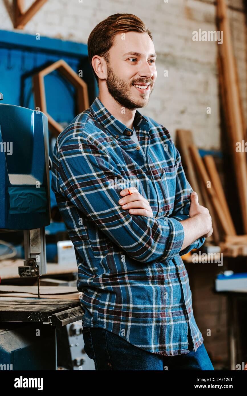 Happy carpenter man arms hi-res stock photography and images - Alamy