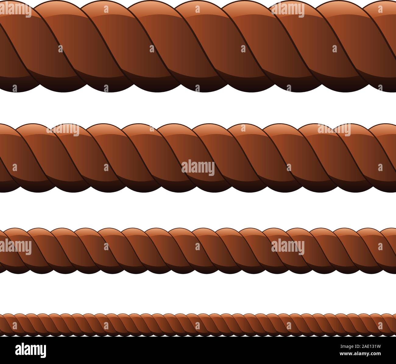 Four brown ropes in different sizes on white background Stock Vector ...