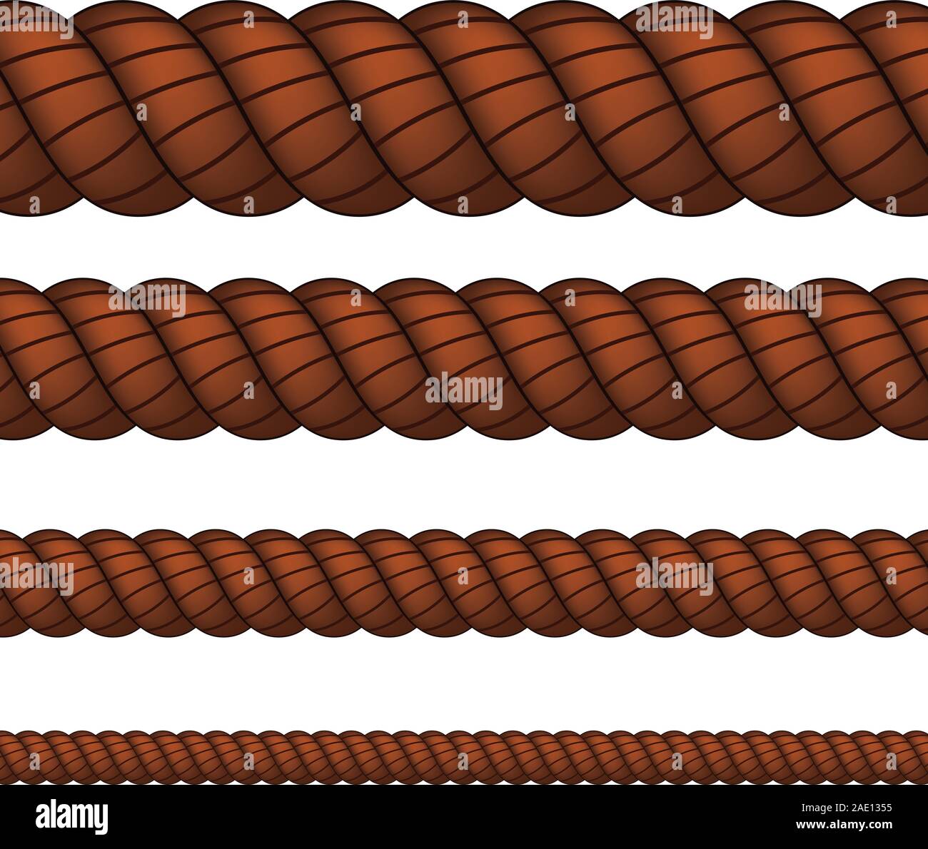 Four brown ropes in different sizes on white background Stock Vector ...