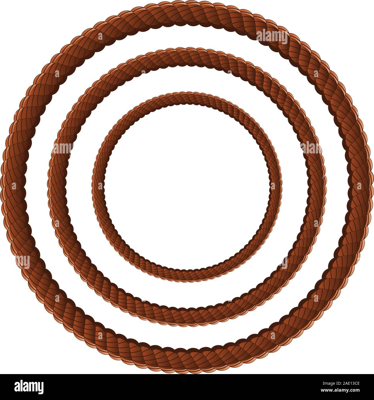 Three brown ropes in different sizes on white background Stock Vector ...