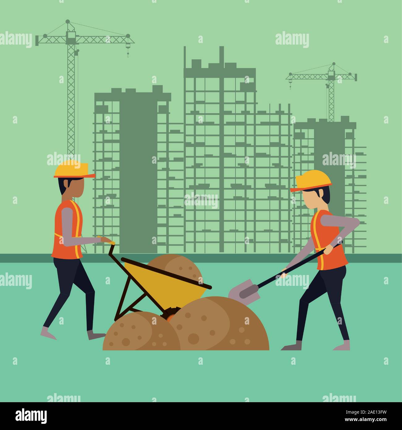 builders working under construction scene Stock Vector Image & Art - Alamy