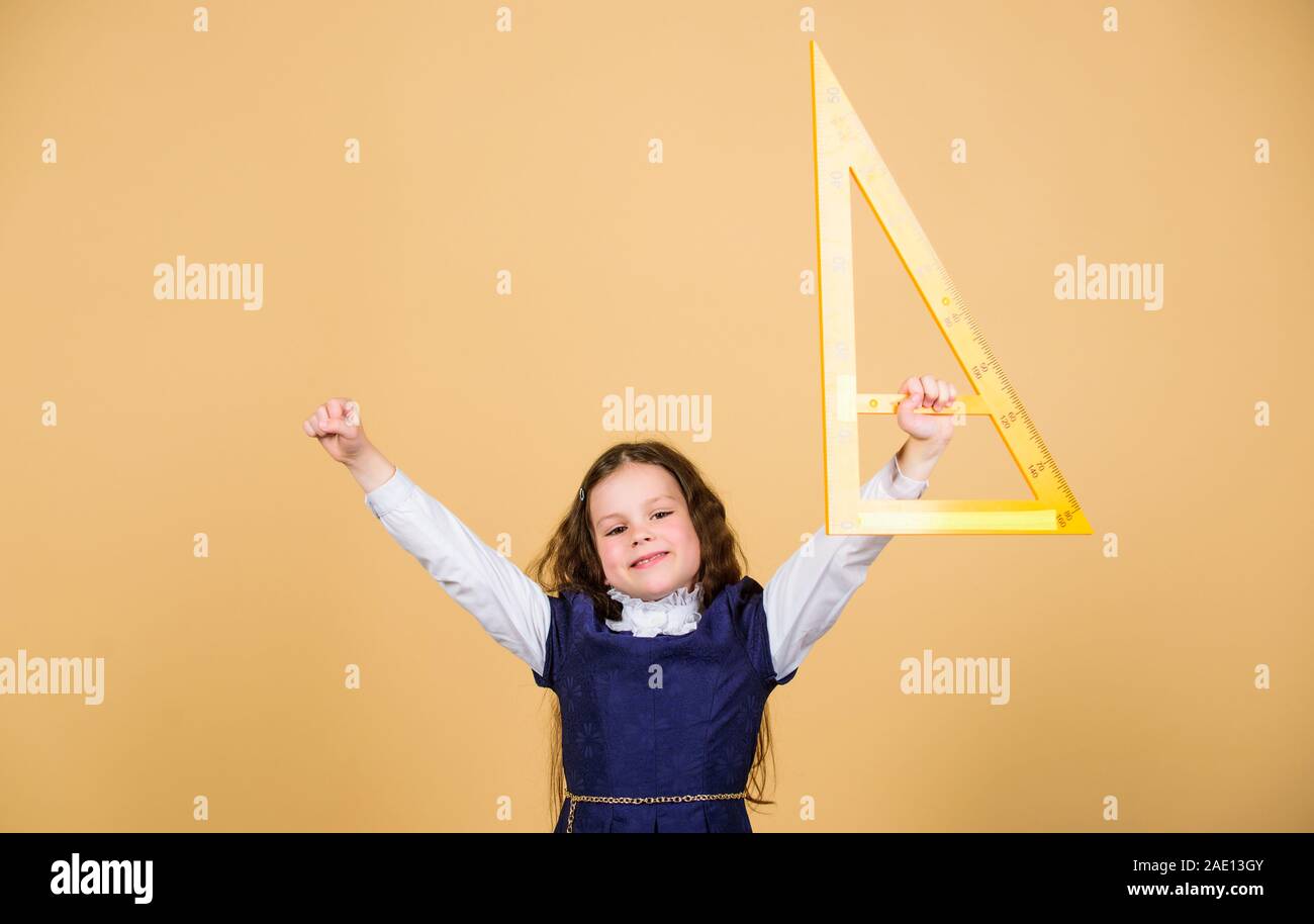 Kid school uniform hold ruler. School education concept. Learn ...