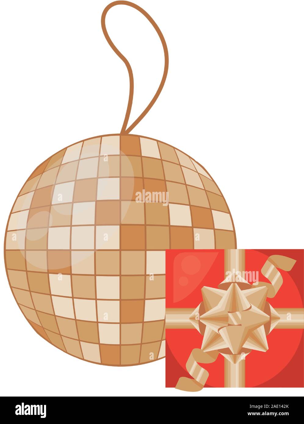 gift box present with mirror ball party Stock Vector Image & Art - Alamy