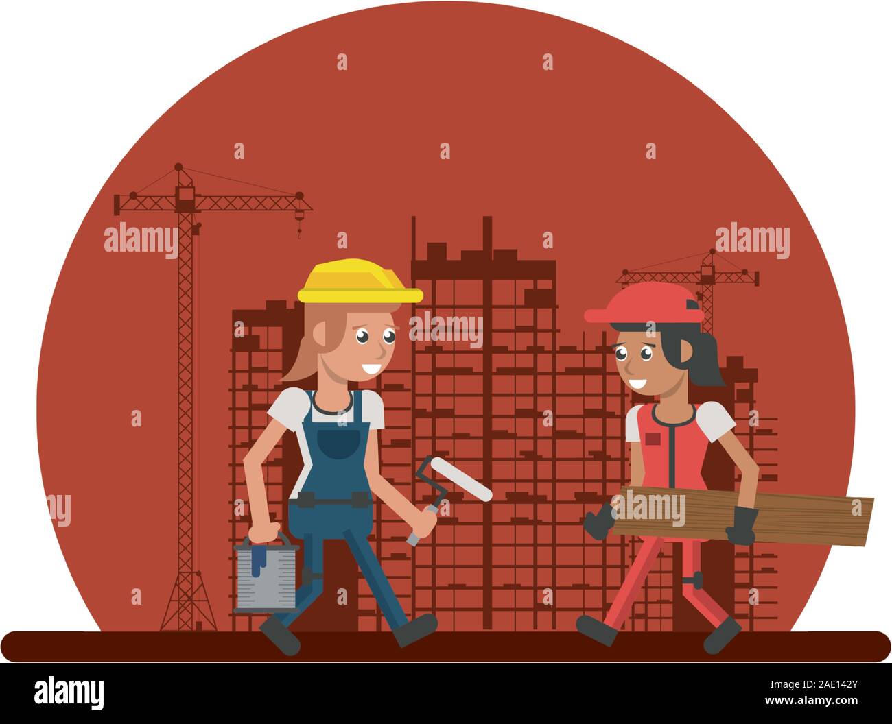 Builders and women Stock Vector Images - Alamy
