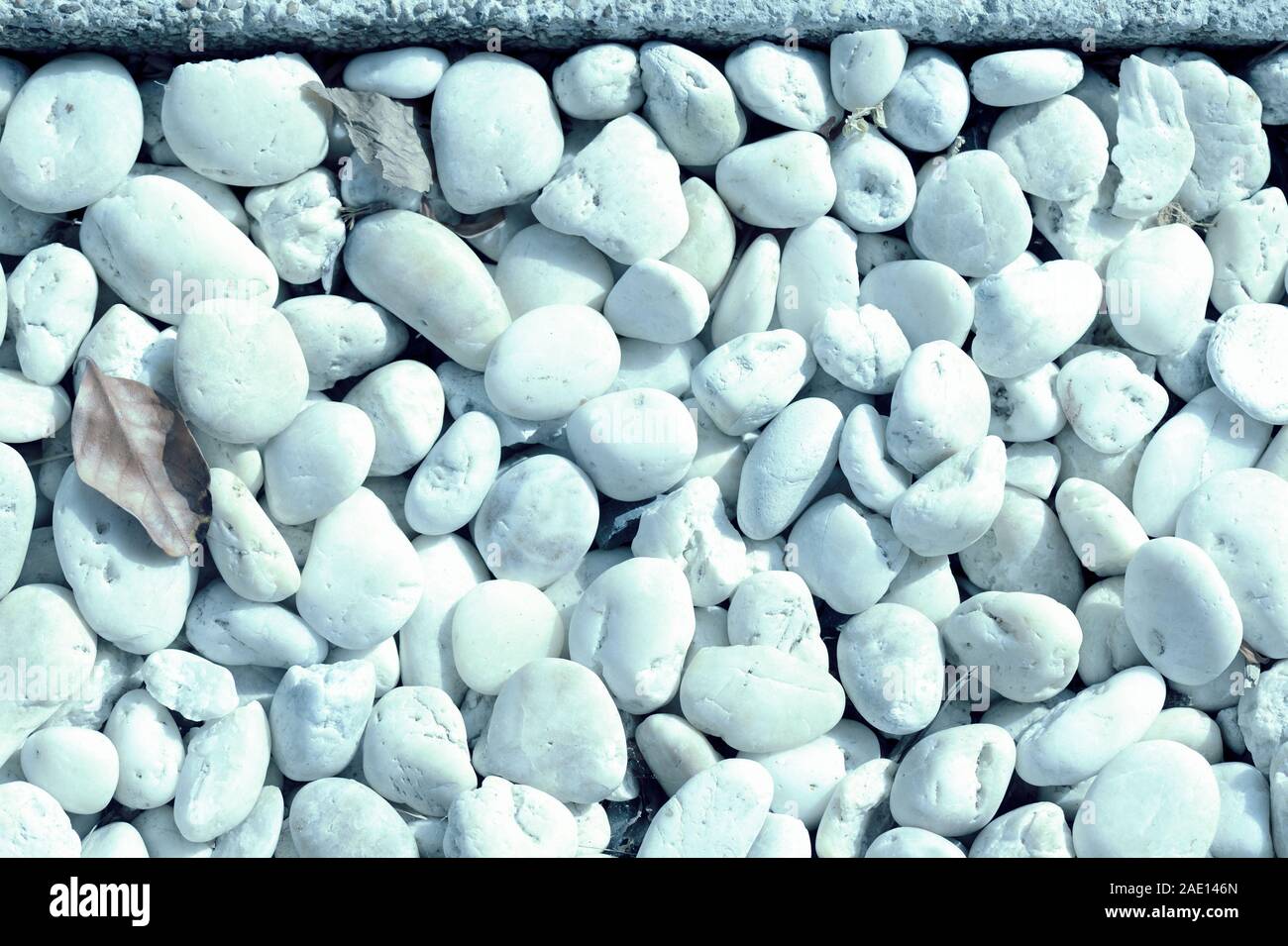 Small white pebbles texture close-up. Natural background blue color ...