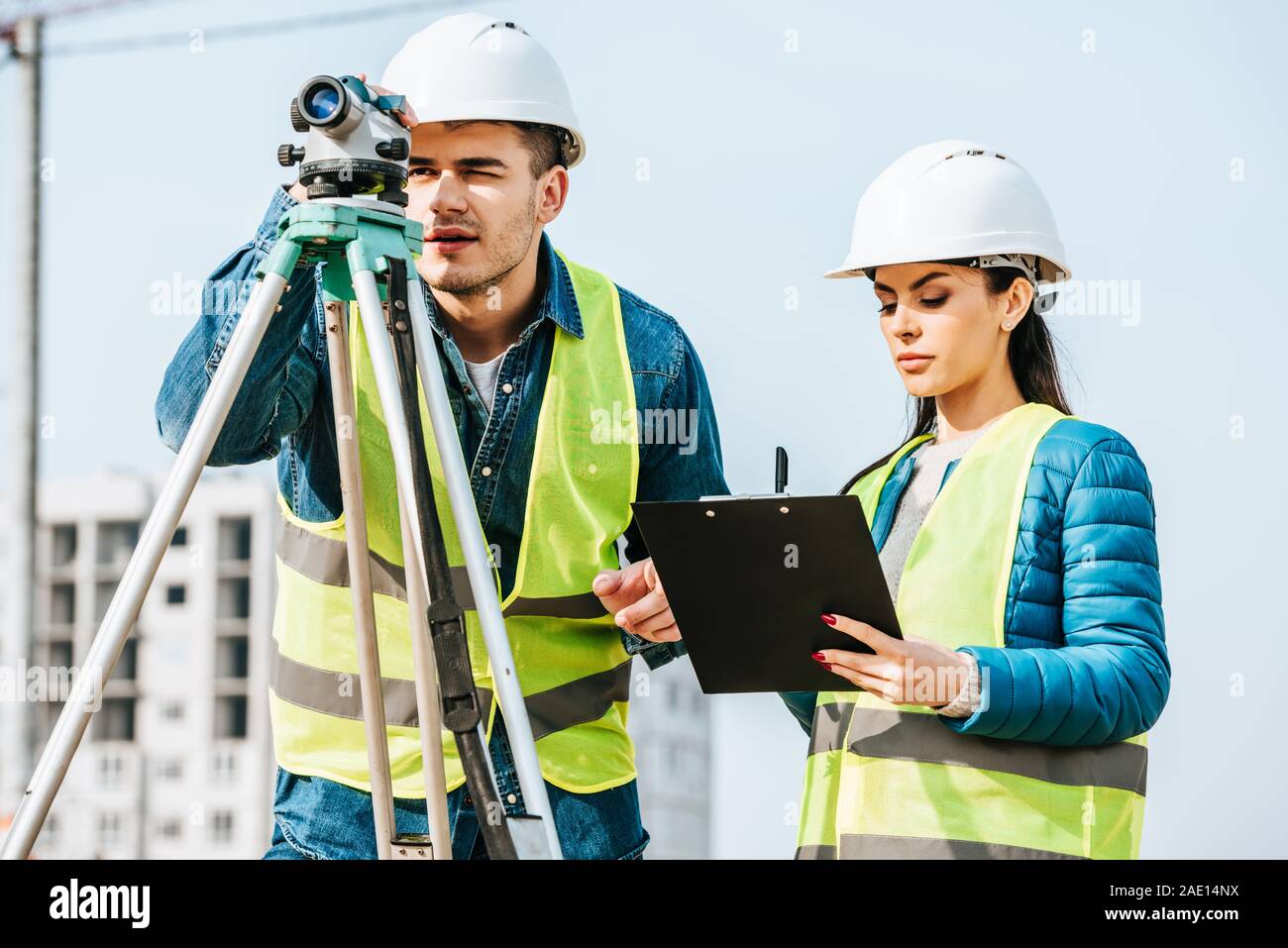 Two surveyor engineers equipment hi-res stock photography and images ...