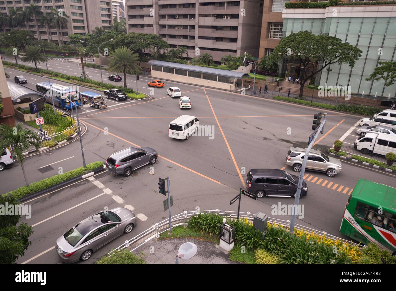 Manila, Philippines - August 22, 2017: Traffic and cars at intersection ...