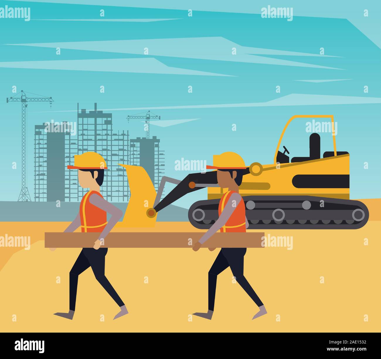 builders working under construction scene Stock Vector Image & Art - Alamy