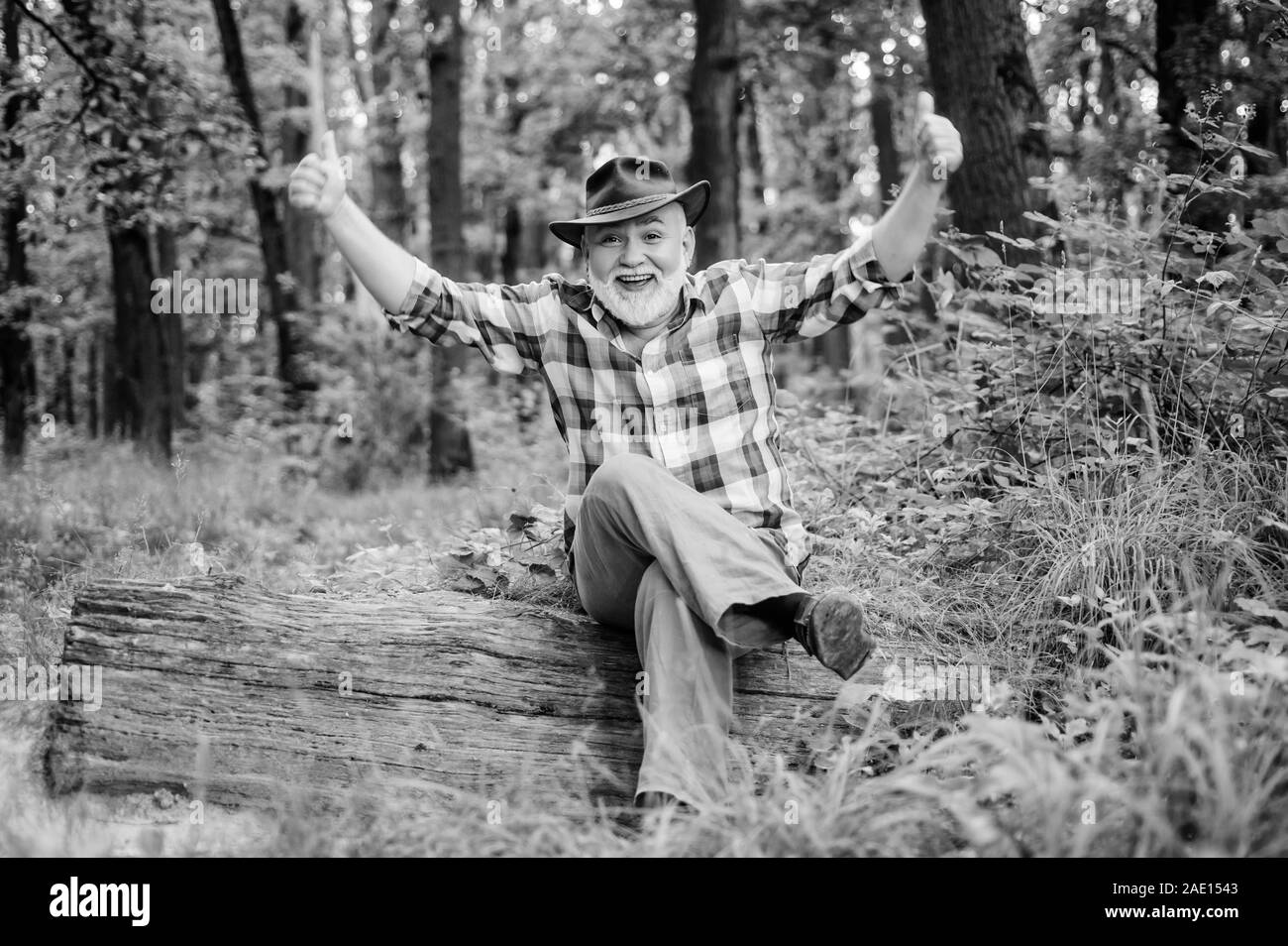 Magician in forest. Woodman magician concept. Folk magic. Mature man ...