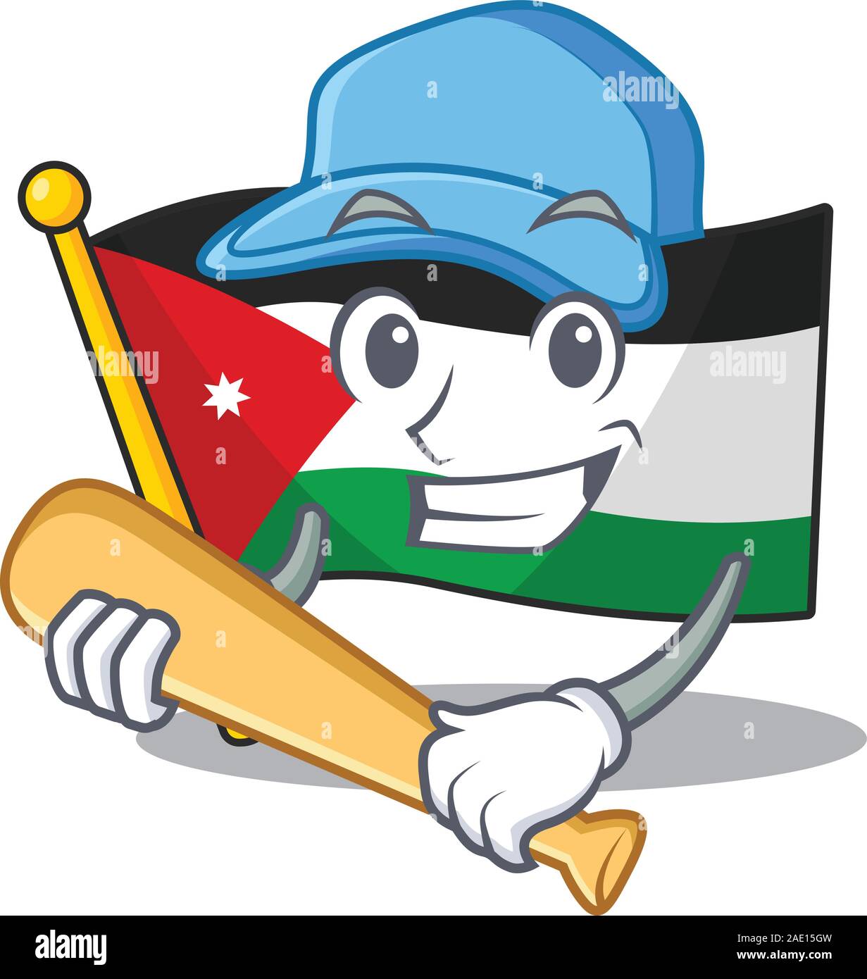 Funny smiling flag jordan cartoon mascot playing baseball Stock Vector ...