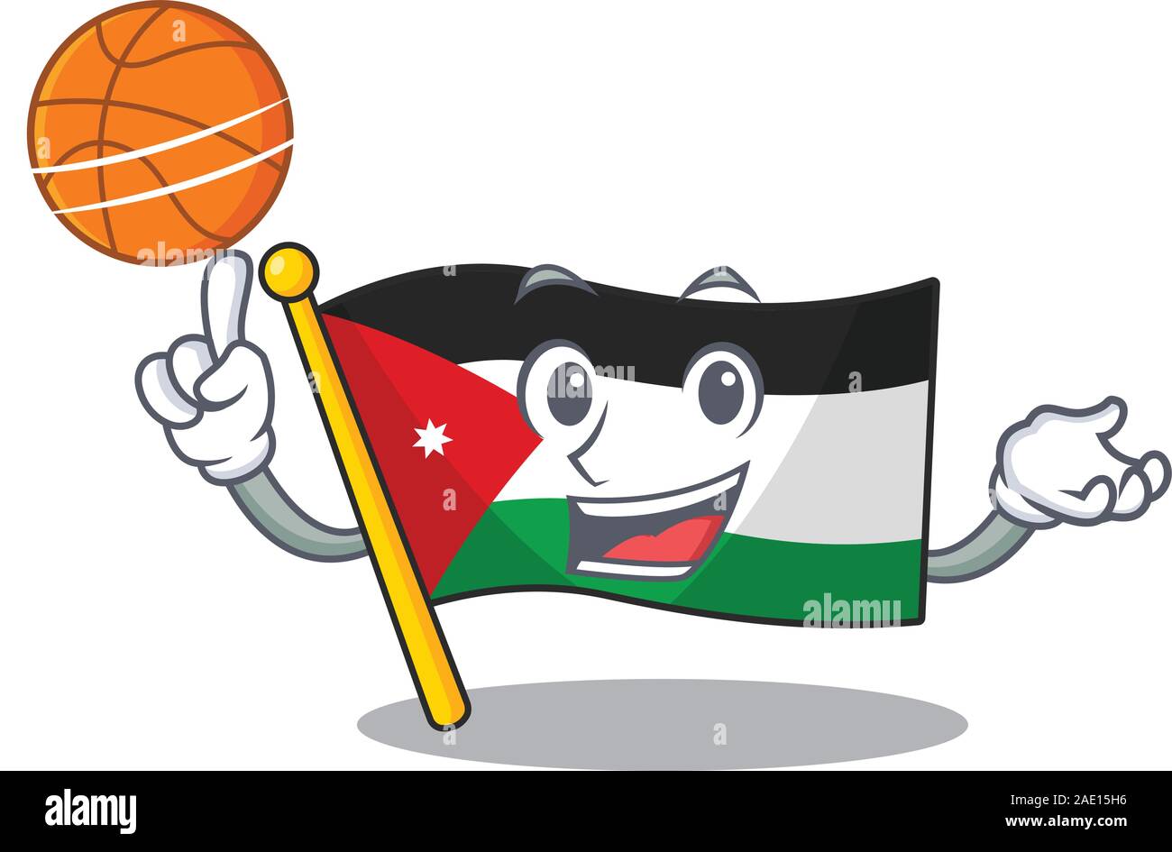 Mascot of flag jordan cartoon character style with basketball Stock ...