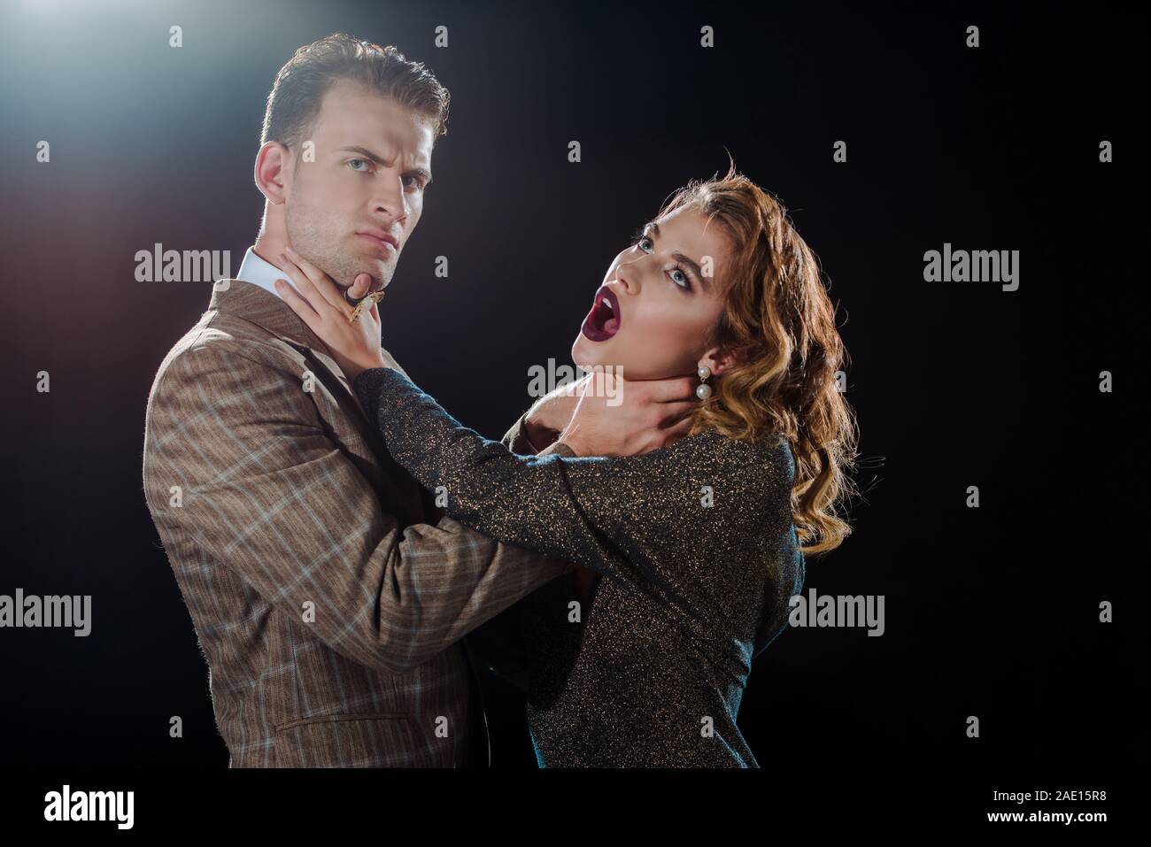 Man choking woman hi-res stock photography and images - Alamy